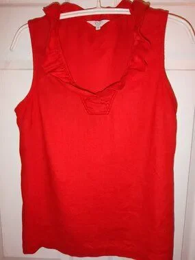 crown & ivy | Tops | Crown Ivy Tank Top 0 Linen Ruffled Neck Sleeveless ...